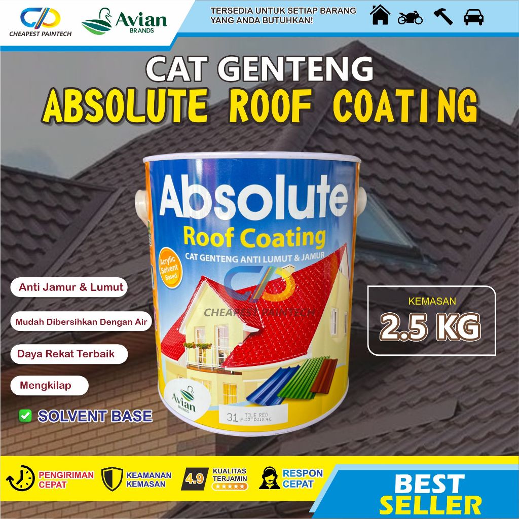 Jual CAT GENTENG ABSOLUTE ROOF COATING SOLVENT BASE AVIAN ( LUAR P JAWA ...