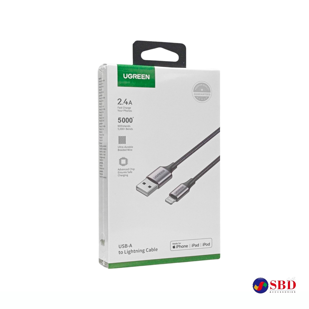 Jual Ugreen Kabel Data Cable Charger Nylon iPhone iPad MFi USB to Lightning Fast Charging -SBD ...