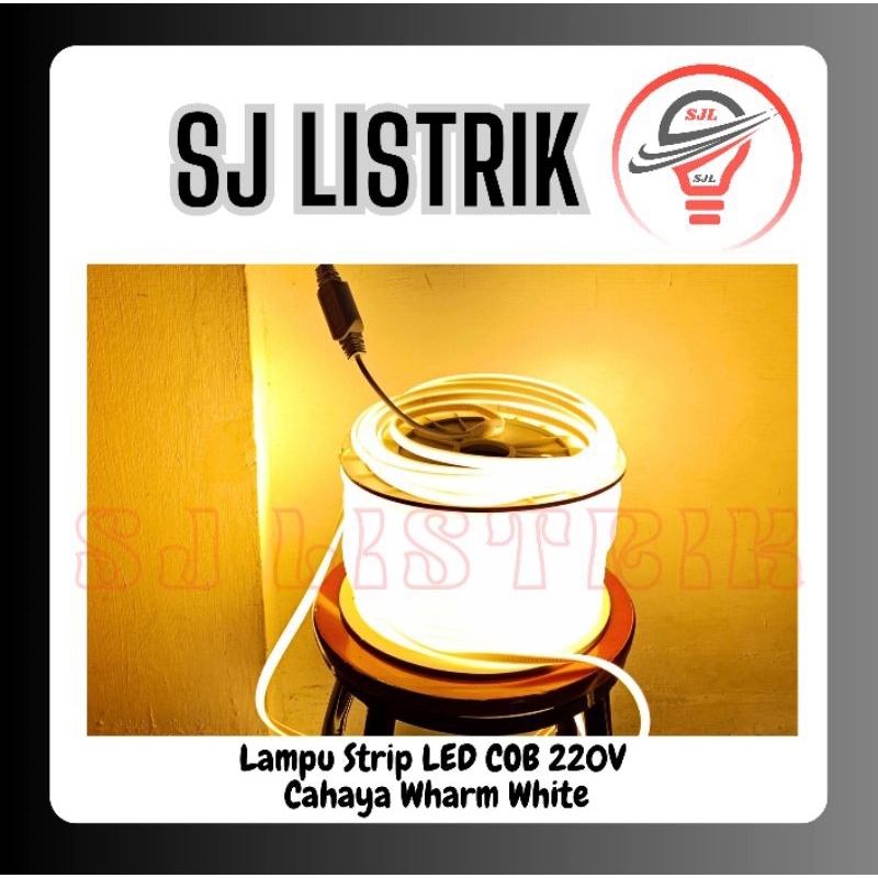 Jual Paket Komplit LED Strip COB 220V 5M - 20M + Soket/Cahaya Wharm ...