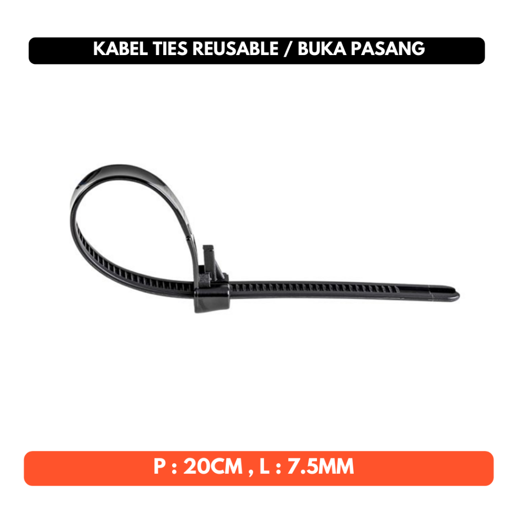 Jual Kabel Ties Buka Pasang Bongkar 20cm Cable Tie Reusable Releasable Bisa Pakai Ulang | Shopee ...