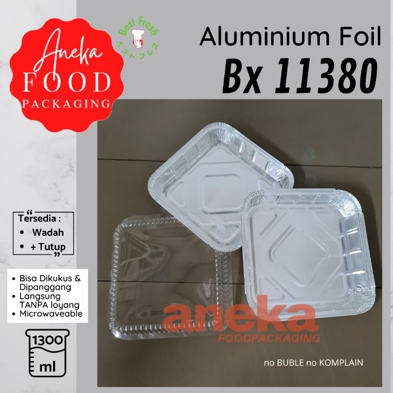 Jual Aluminium BX 11380+TUTUP wadah tray foil BEST FRESH alumunium schotel lasagna macaroni ...