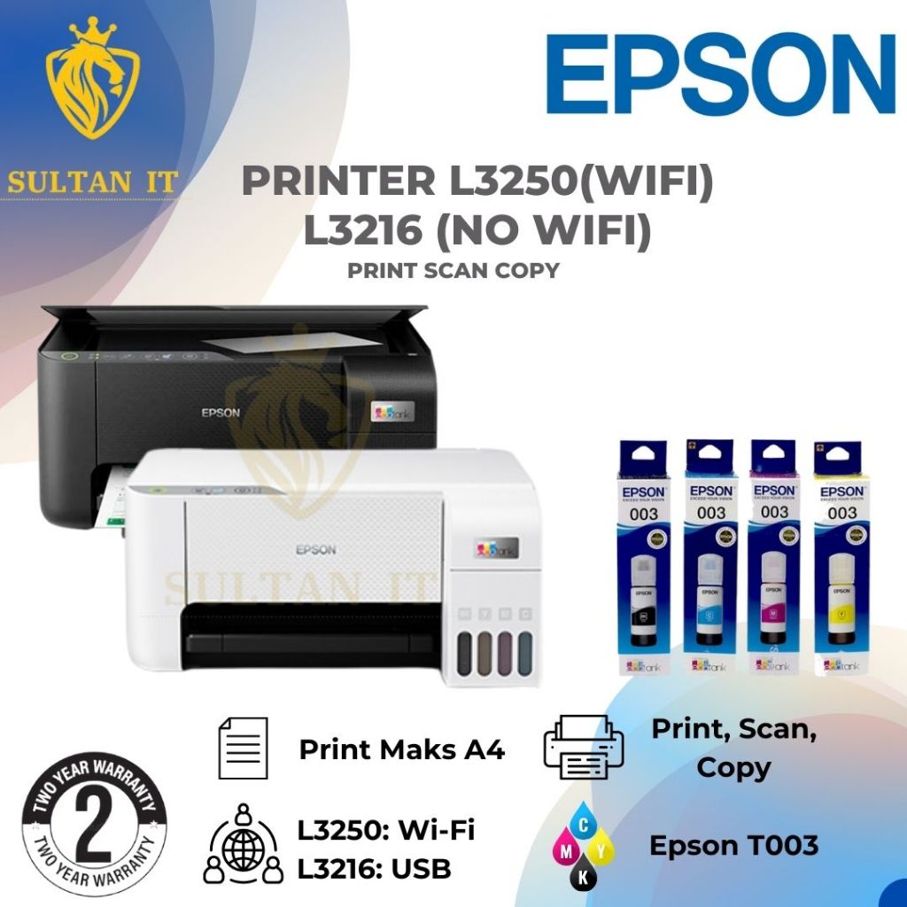 Jual Epson Printer L3250 (Hitam) All in One Wifi / L3256 (Putih) All in One Wifi / L3216 (Print ...