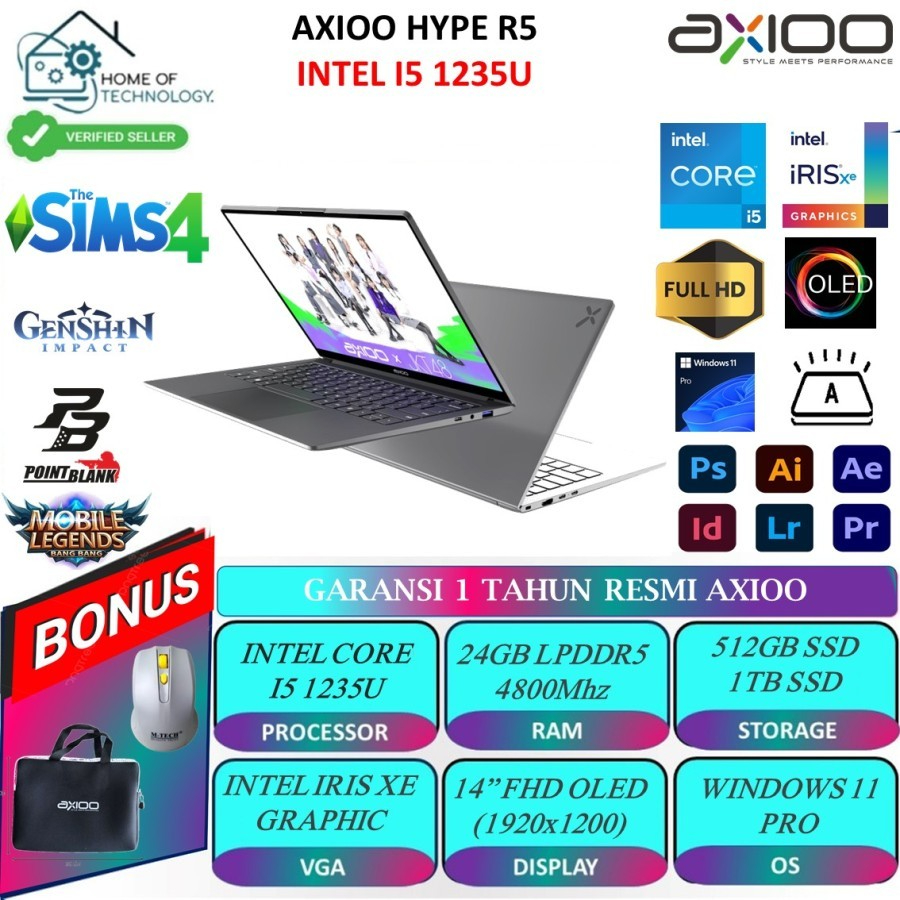 Jual Laptop Kuliah Axioo MyBook Hype R5 Intel i5-1235U 24GB 1TB FHD ...