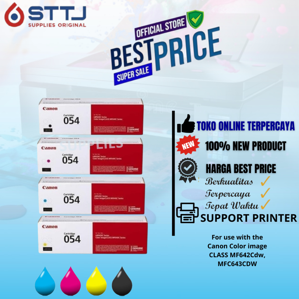Jual Paket Toner Cartridge Canon 054 BK,C,Y,M 1Set Original For imageCLASS MF642Cdw, MFC643CDW ...
