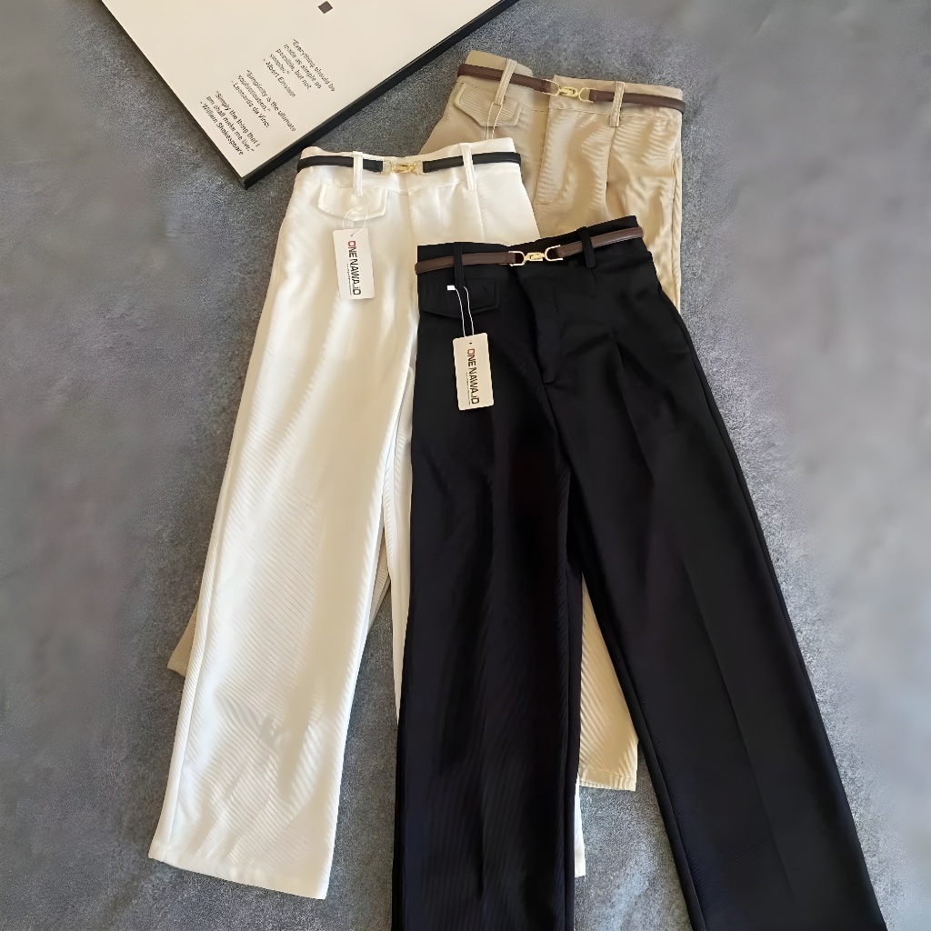 Jual Oro Pants Knit | Highwaist Cullote Pants - Hitam & Ivory / Celana ...