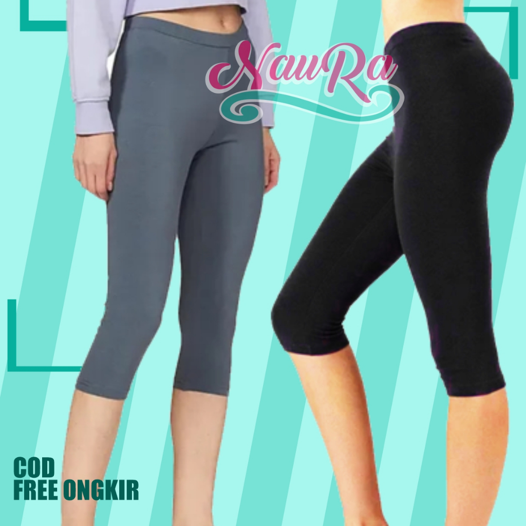 Jual Legging Pendek 3/4 Wanita Spandek Premium Std & Jumbo | Shopee ...
