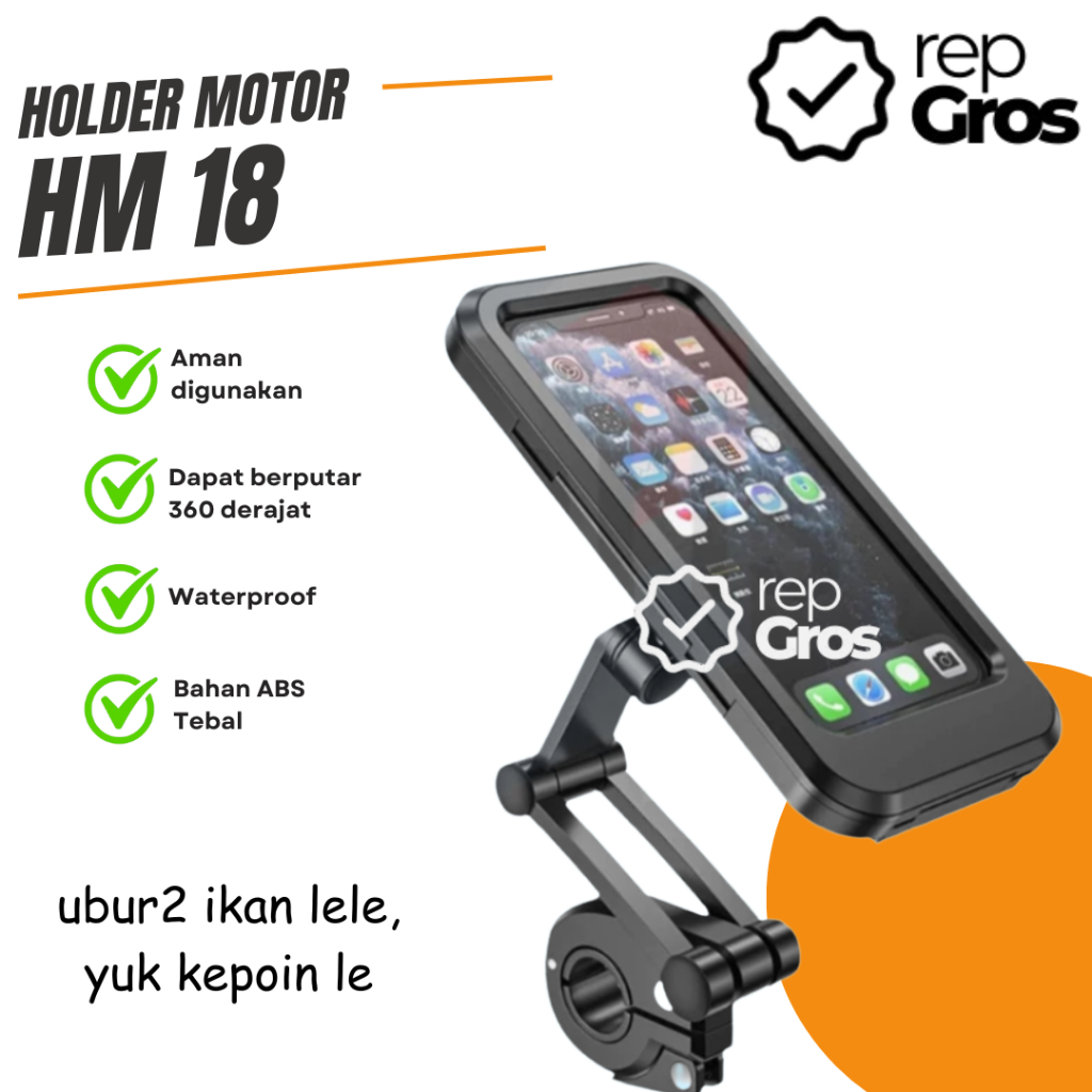 Jual HM18 Holder Hp Waterproof Tempat HP Anti Air 360 derajat Cocok untuk sepeda motor dan ...