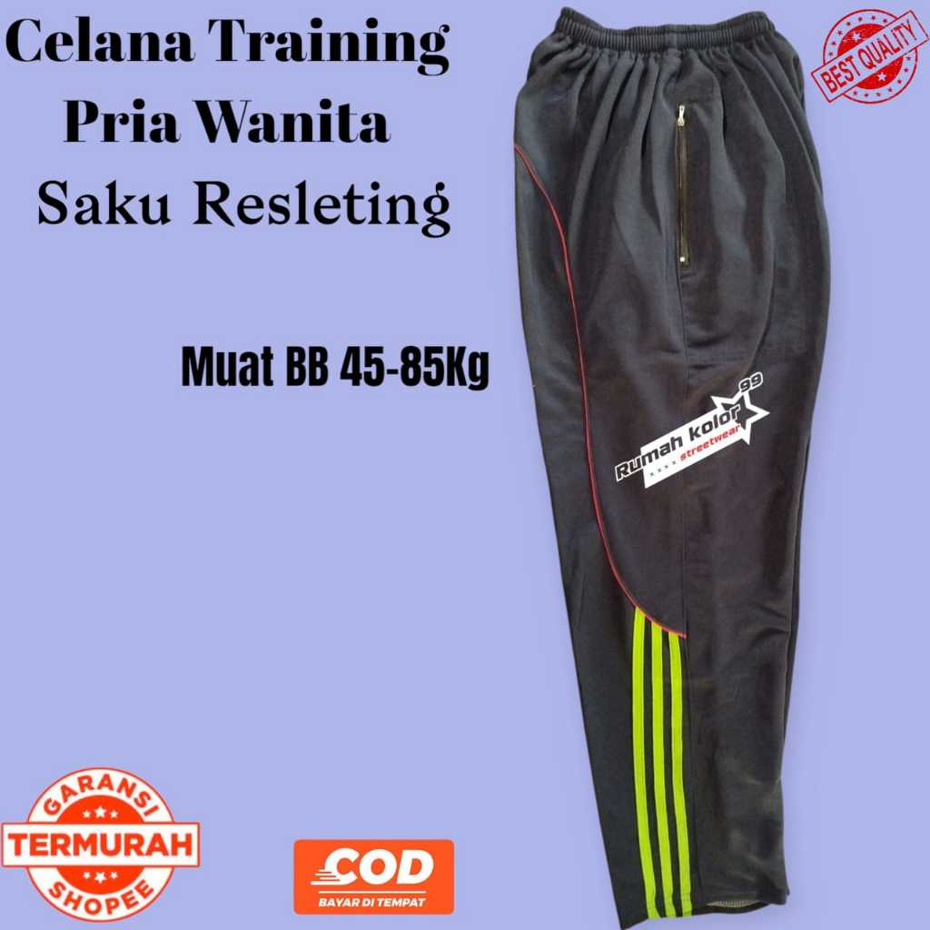 Jual Celana Training Pria Saku Resleting Muat BB 45-85Kg JUMBO Pake ...