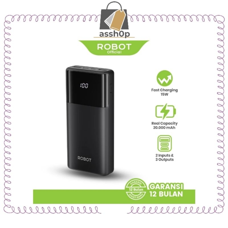 Jual ROBOT Smart Powerbank Fast Charging 20000mAh RT22S 15W 3 Port ...