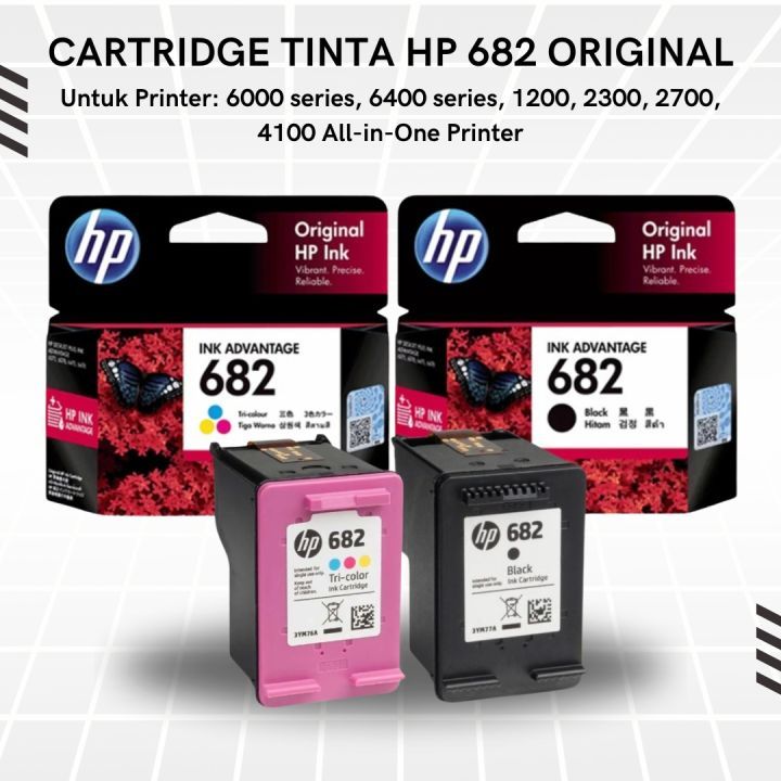 Jual Tinta Hp 682 Black + 682 Color Original { Paket Satu Set ...
