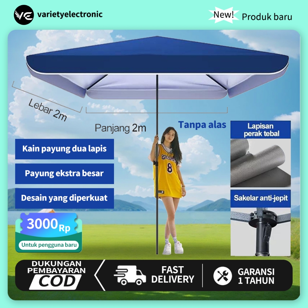 Jual Payung Kotak 200x200cm meter Payung Pantai Payung Pelangi Payung Tenda Gerobak bazar ...