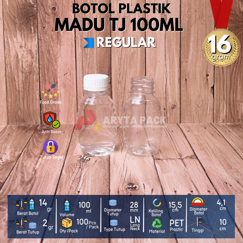 Jual Botol plastik PET 100ml madu TJ minuman jus susu kopi tutup LN ...