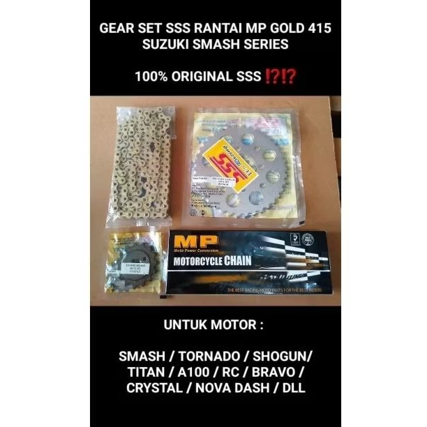 Jual GEAR GIR SET SSS RACING RANTAI GOLD MP 415 UNTUK MOTOR SMASH / TORNADO / SHOGUN / TITAN ...