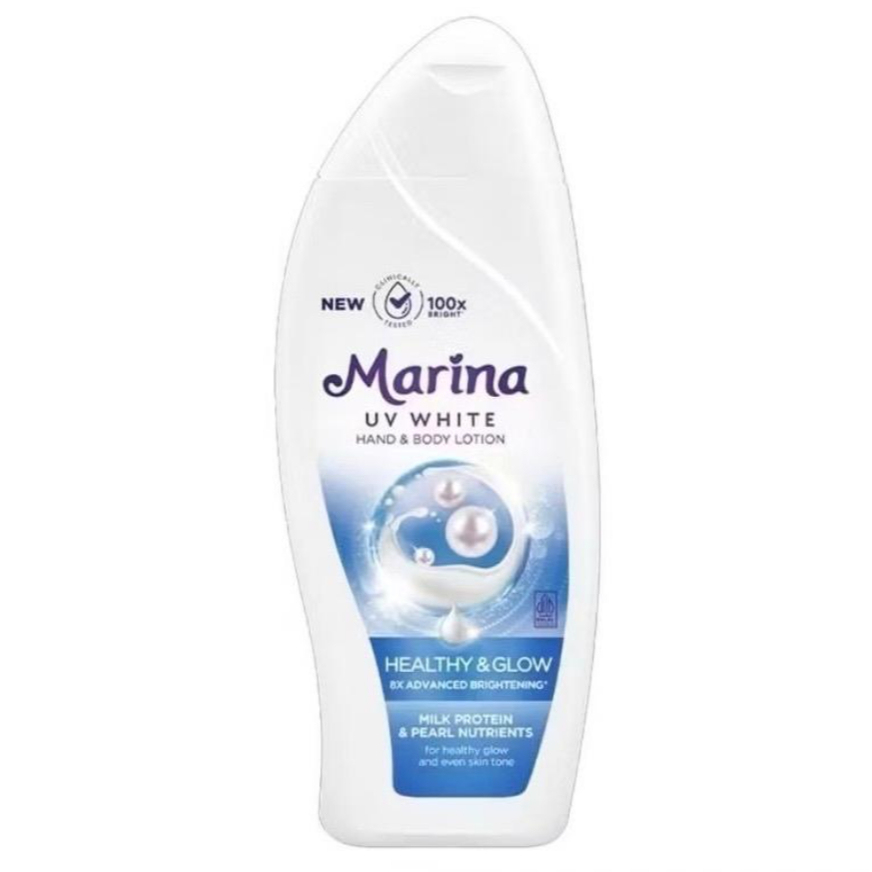 Jual MARINA UV WHITE HEALTHY AND GLOW HAND BODY LOTION 460 ML | Shopee ...