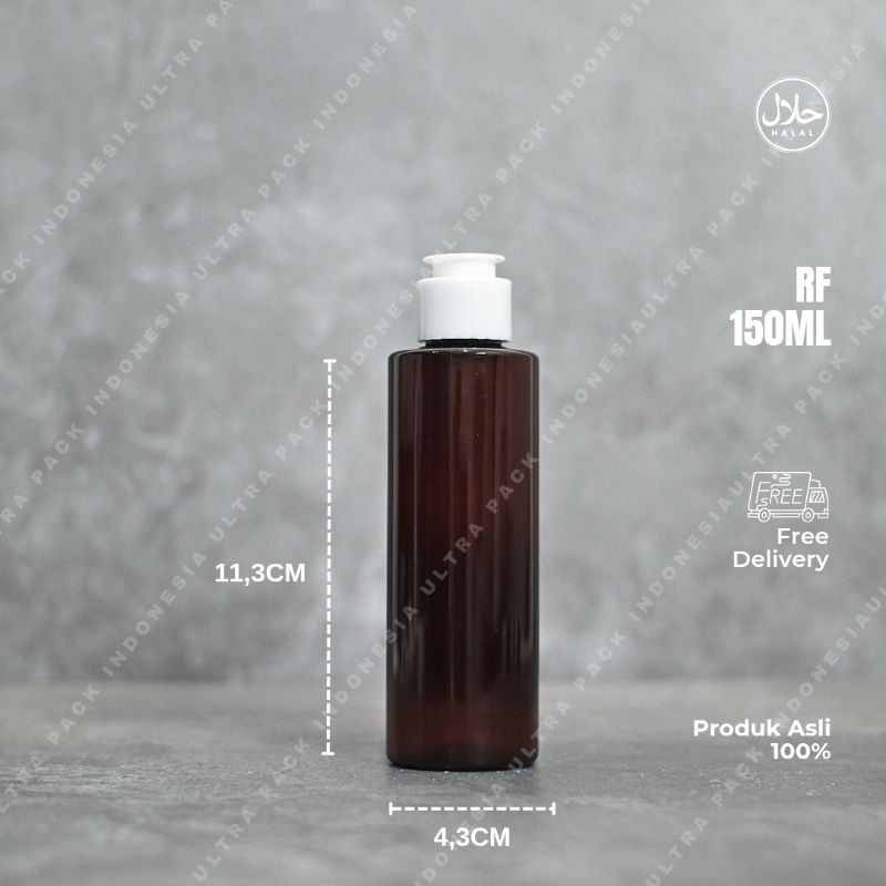 Jual KEMASAN BOTOL FLIPTOP ISI ULANG - BOTOL PET RF 150ML AMBER + FLIP TOP JAMUR | Shopee Indonesia