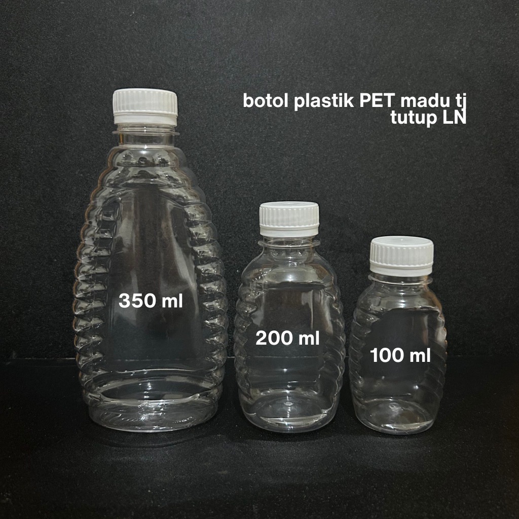 Jual botol plastik PET madu tj tutup LN ukuran 100ml, 200ml, 350ml ...