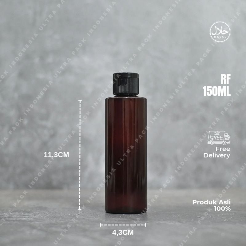 Jual KEMASAN BOTOL FLIPTOP ISI ULANG - BOTOL PET RF 150ML AMBER + FLIP TOP HITAM [ FLIPTOP ...