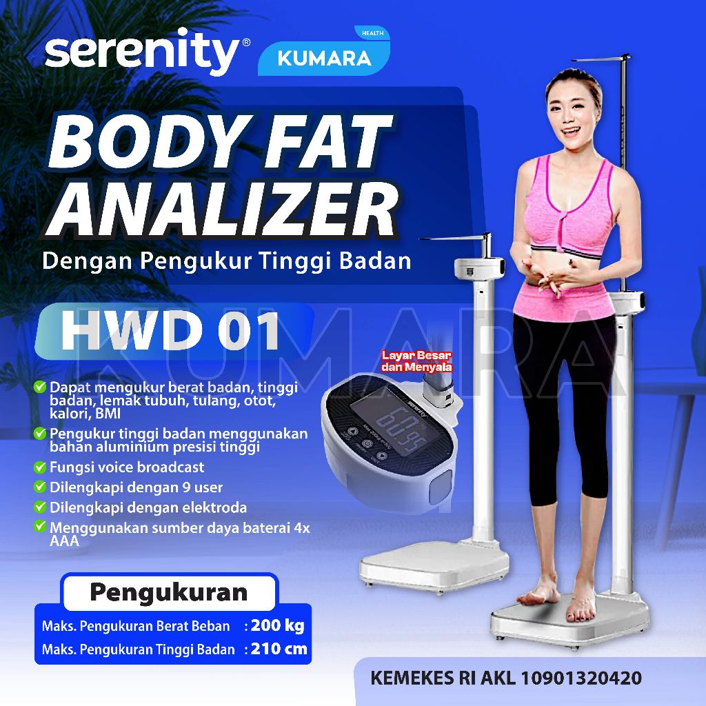 Jual SERENITY - Timbangan Badan Digital BMI + Tinggi Badan HWD 01 ...