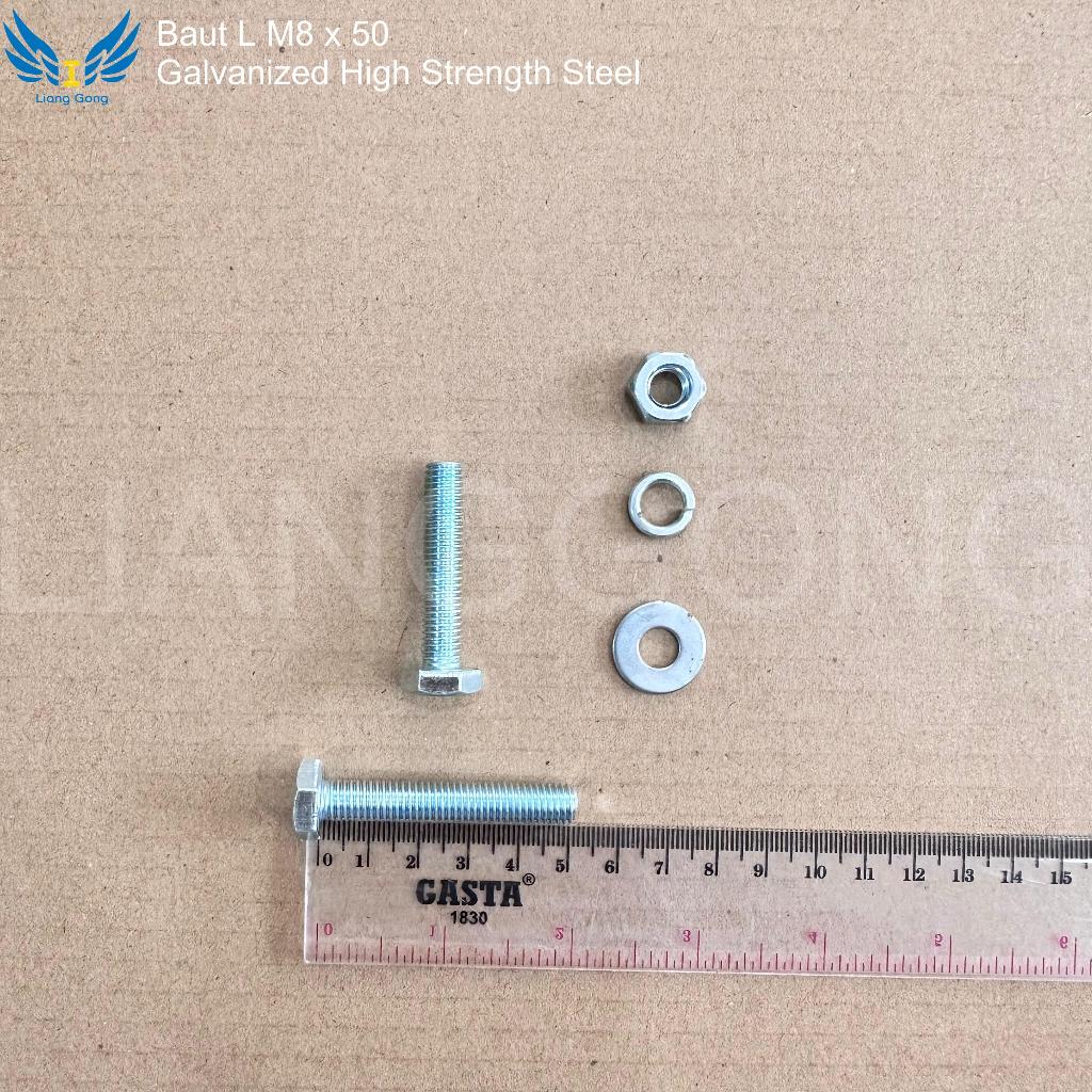 Jual Baut Mur Hex Putih | BMP | Baut M8 x 50 Putih Galvanis | Baut Mur | Grade 4.8 | Shopee ...