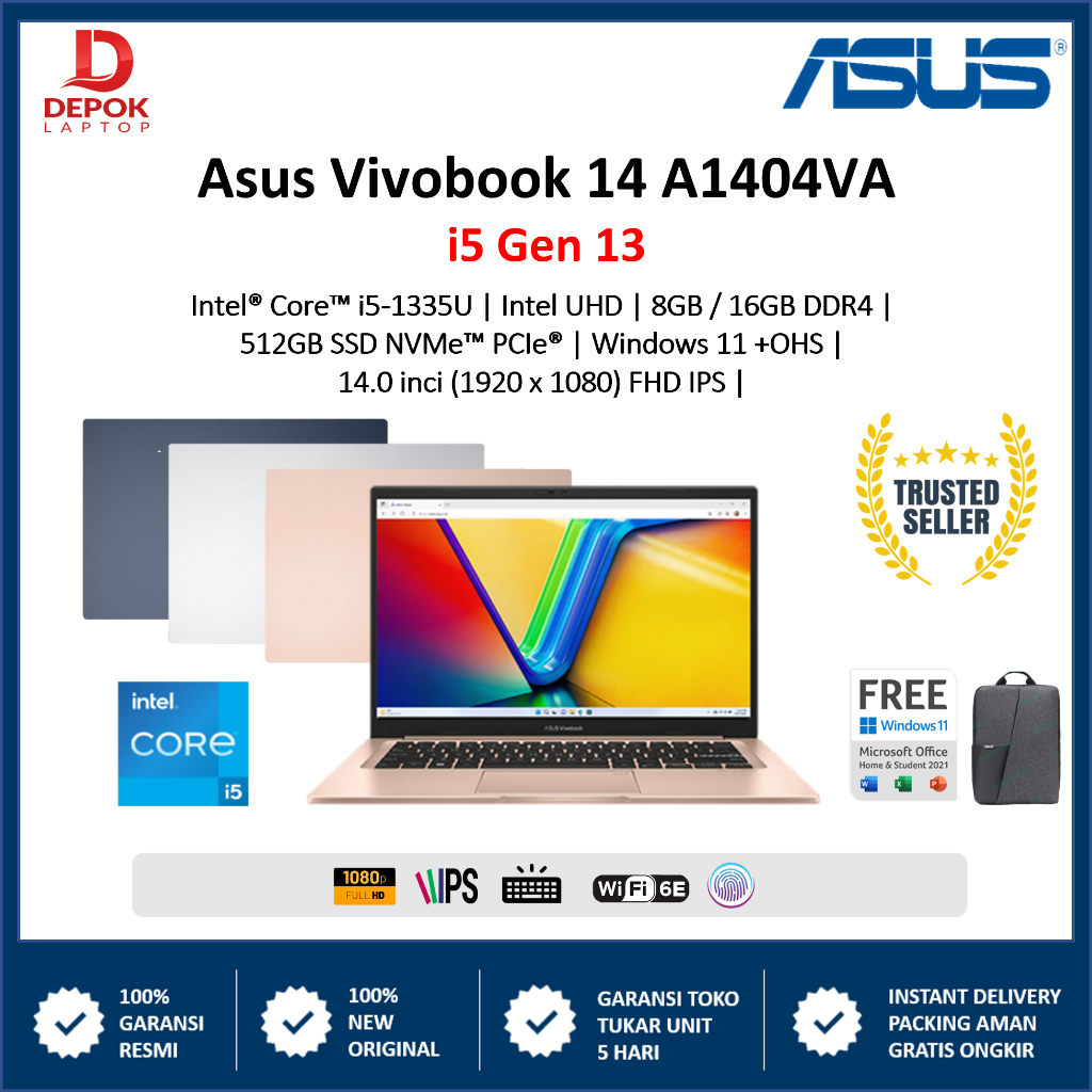 Jual LAPTOP Asus Vivobook 14 A1404VA i5 Gen 13 16GB 1TB SSD Windows11 ...