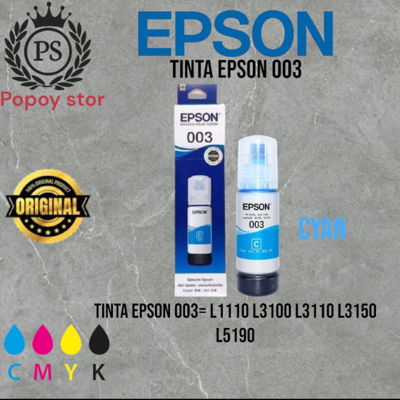 Jual tinta epson 003 original, biru tipe=L1110, L3110, L3150, L5190 ...