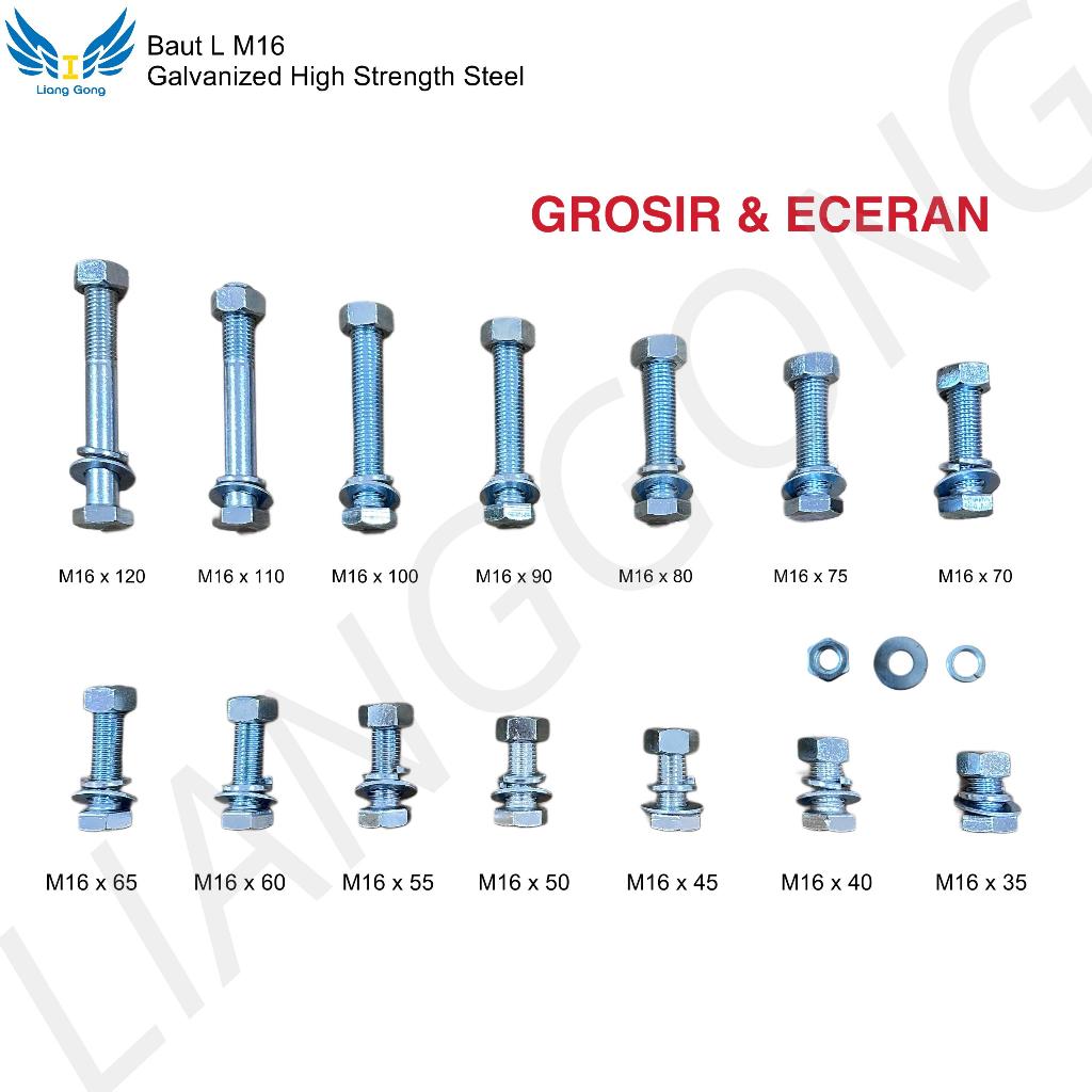 Jual Mur Baut L M16 Putih | Galvanis | Grosir & Eceran | Mur+Baut+Ring Per+ Ring Plat | Shopee ...
