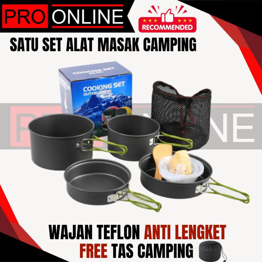 Jual Paket Alat Masak Panci wajan Nesting isi 4 Panci Kemping Gunung ...