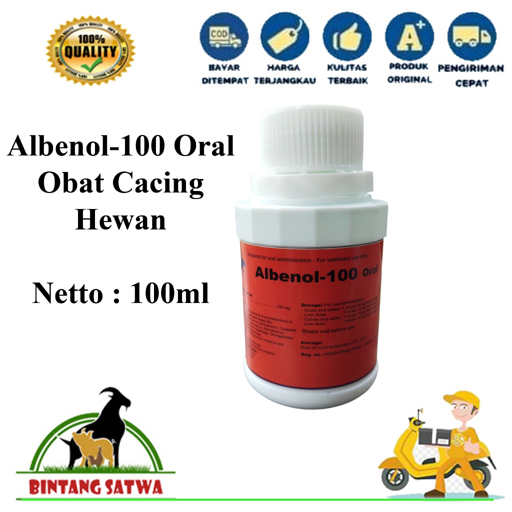 Jual ALBENOL-100 ORAL 100ml Obat Cacing Minum Ternak Sapi Kambing Domba ...