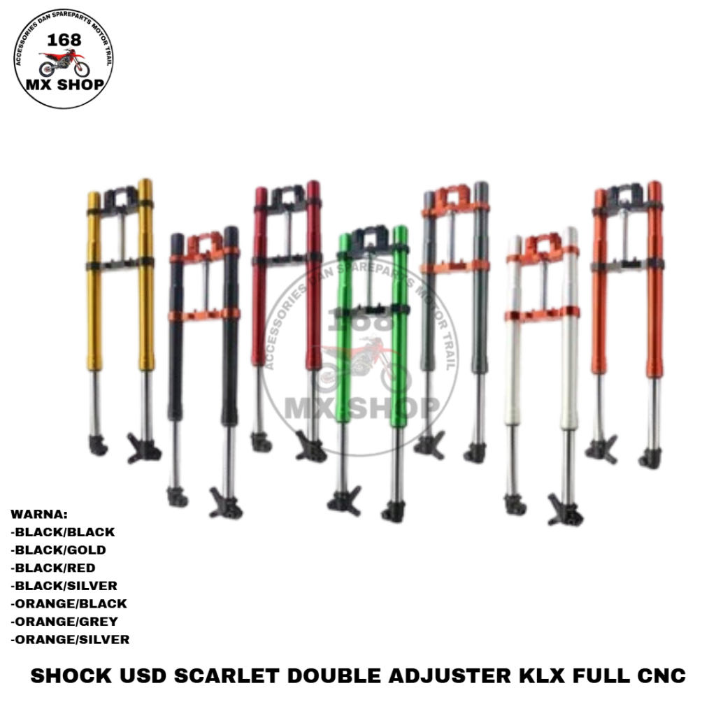 Jual Sokbeker Shock Upside Down Depan USD SCARLET DOUBLE ADJUSTER KLX FULL CNC | Shopee Indonesia