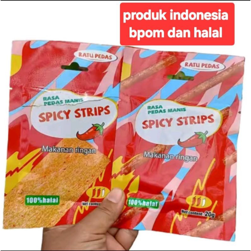 Jual CEMILAN SPICY STRIPS RATU PEDAS (1 PACK@20 PCS) | Shopee Indonesia