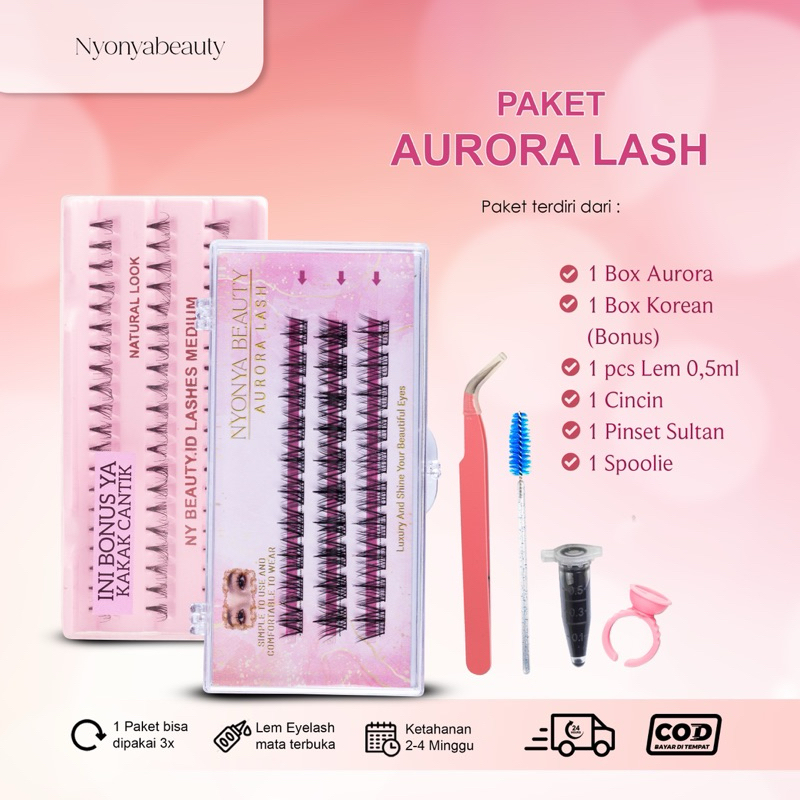 Jual PAKET EYELASH EXTENSION / BULUMATA NYONYABEAUTY / PAKET AURORA LASH | Shopee Indonesia