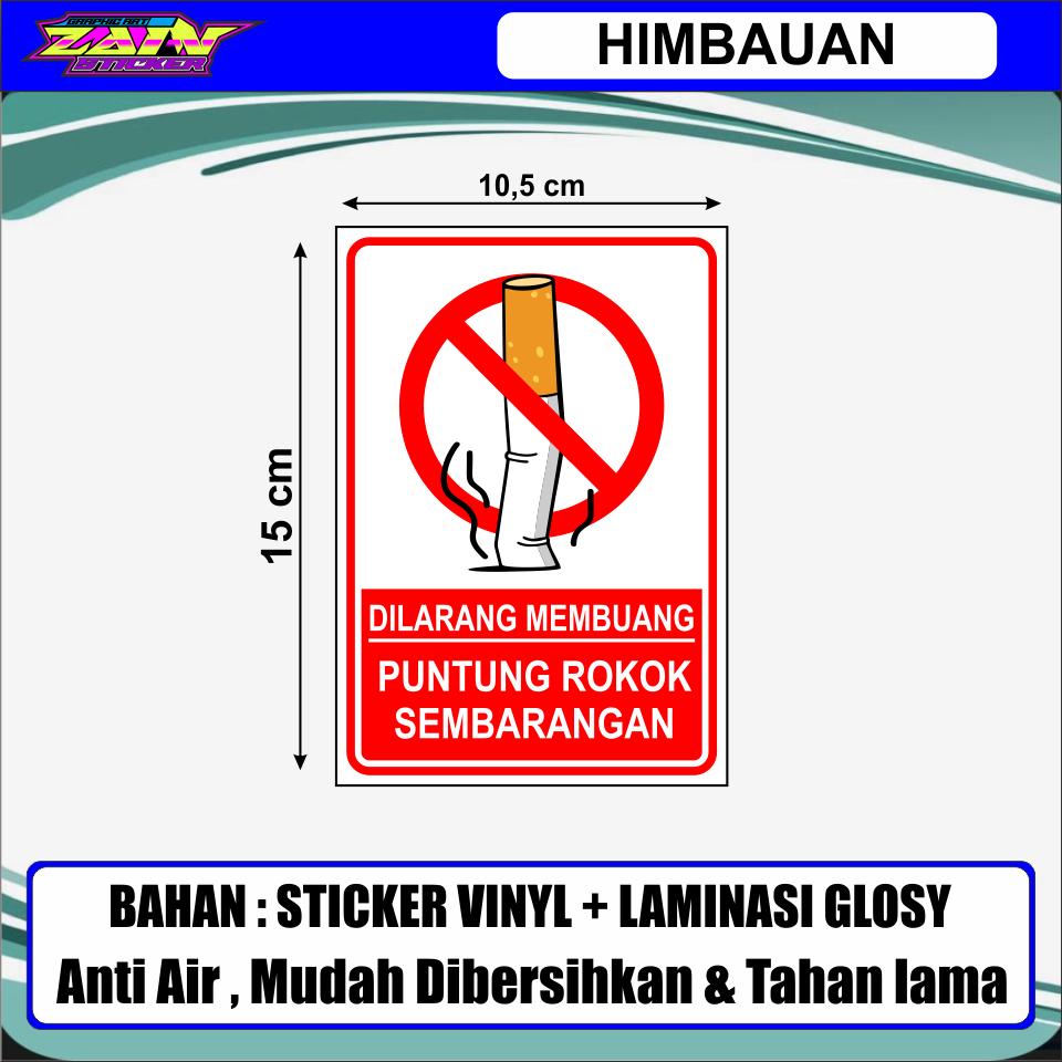 Jual Stiker Anti Air DILARANG MEMBUANG PUNTUNG ROKOK SEMBARANGAN ...