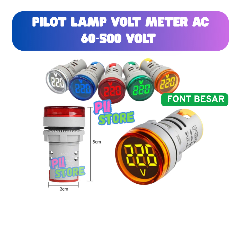 Jual PILOT LAMP VOLT METER DIGITAL AC 60-500V 22MM VOLT METER PANEL ...