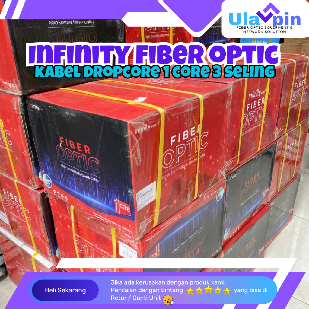 Jual Kabel Fiber Optic 1Core FTTH Dropcore Infinity 1 Core 1KM Drop Wire Cable FO 1C 3 Sling ...