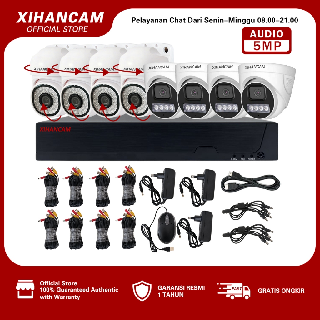 Jual XIHANCAM 5MP Paket CCTV 8 Channel Kit Kamera CCTV Analog PTZ Audio ...