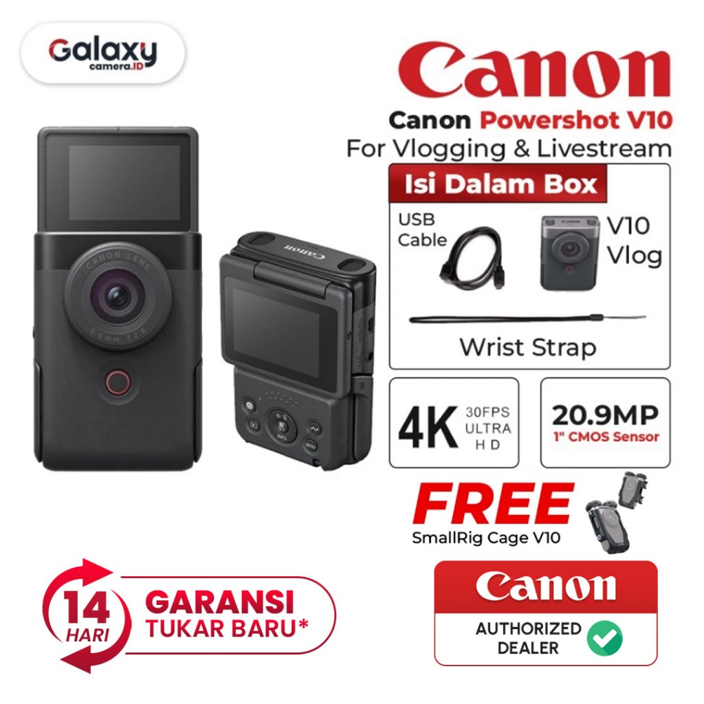 Jual Canon Powershot V10 Kamera Vloging Power shot V 10 Camera Resmi ...