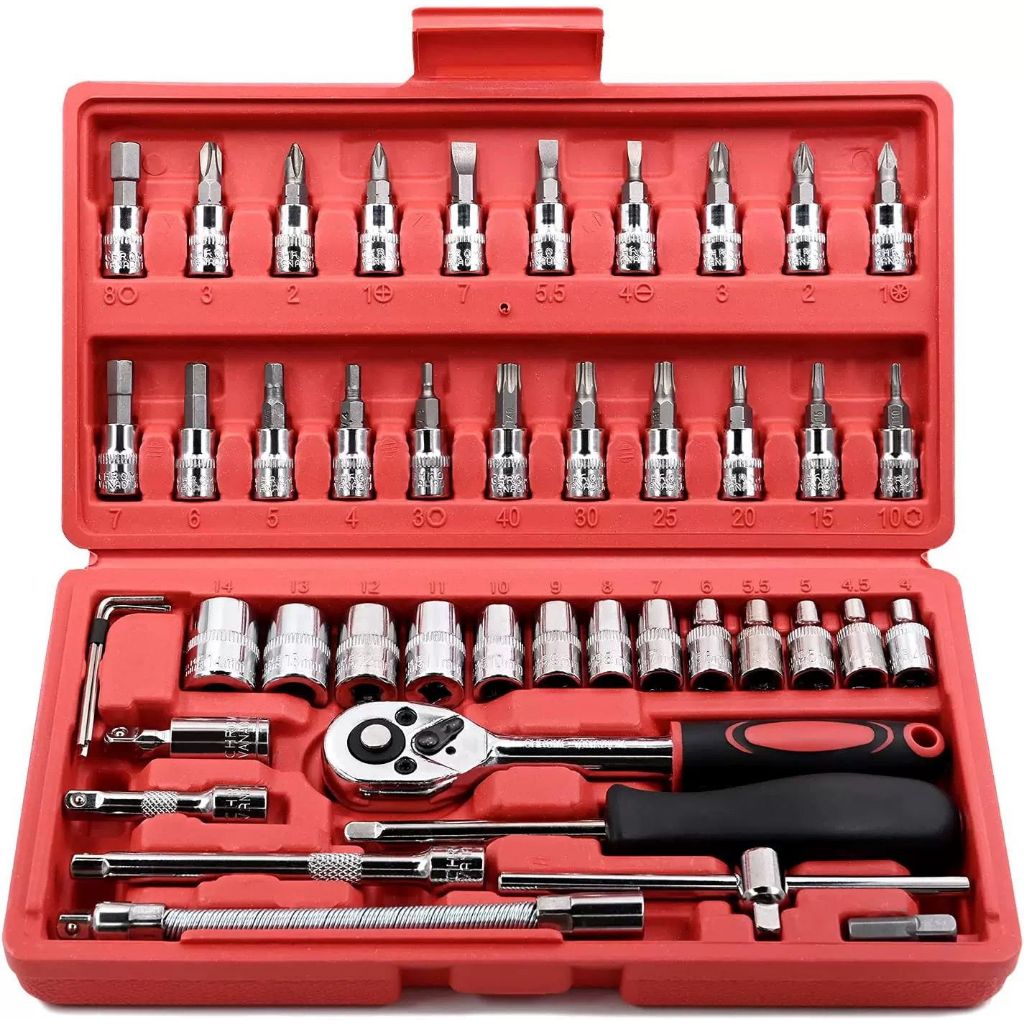 Jual Set Kunci Sok Kunci Shock 46 Pcs Mobil Motor Lengkap Socket Tool Kit Pas Ring L Motor Mobil ...