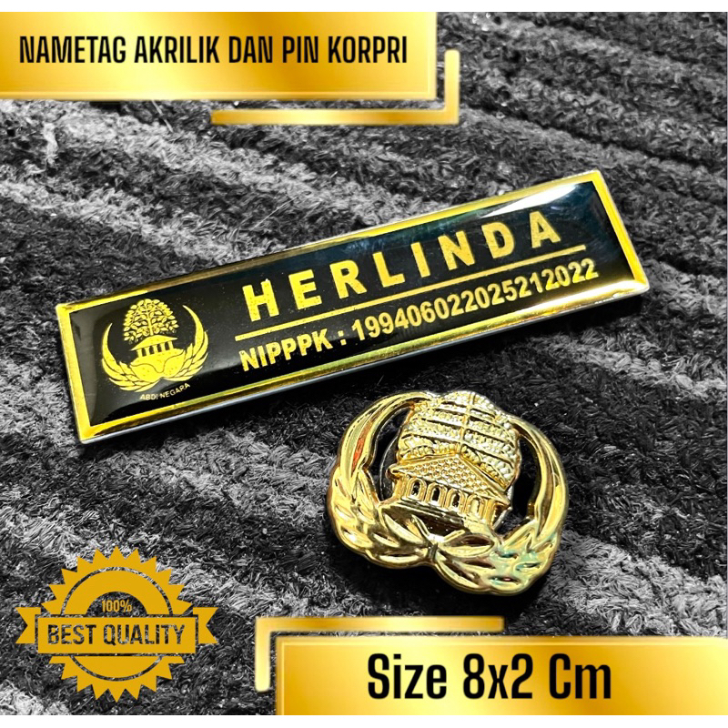 Jual Name tag nama dada akrilik magnet satu set sama pin korpri logam ...