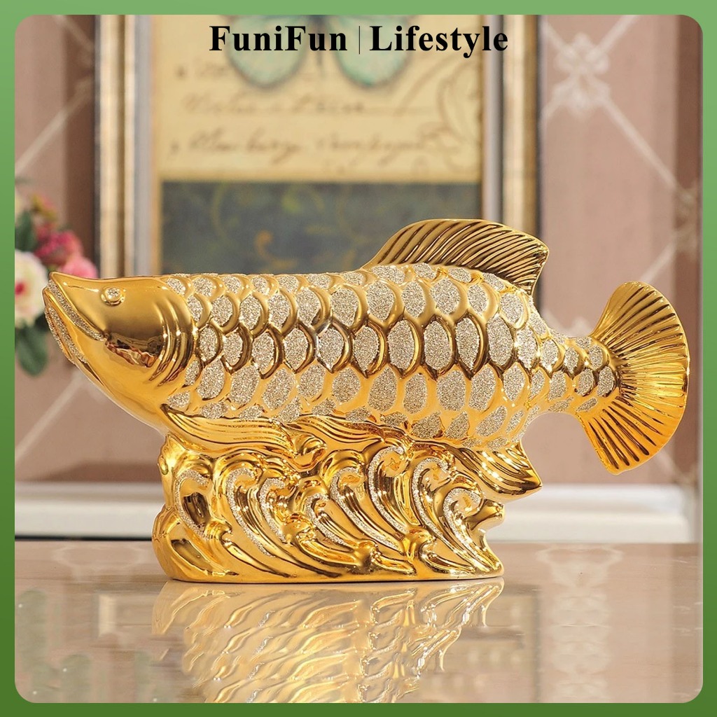 Jual FuniFun Ikan Arwana Gold Ornament Dekorasi Ruangan Fish Gold ...