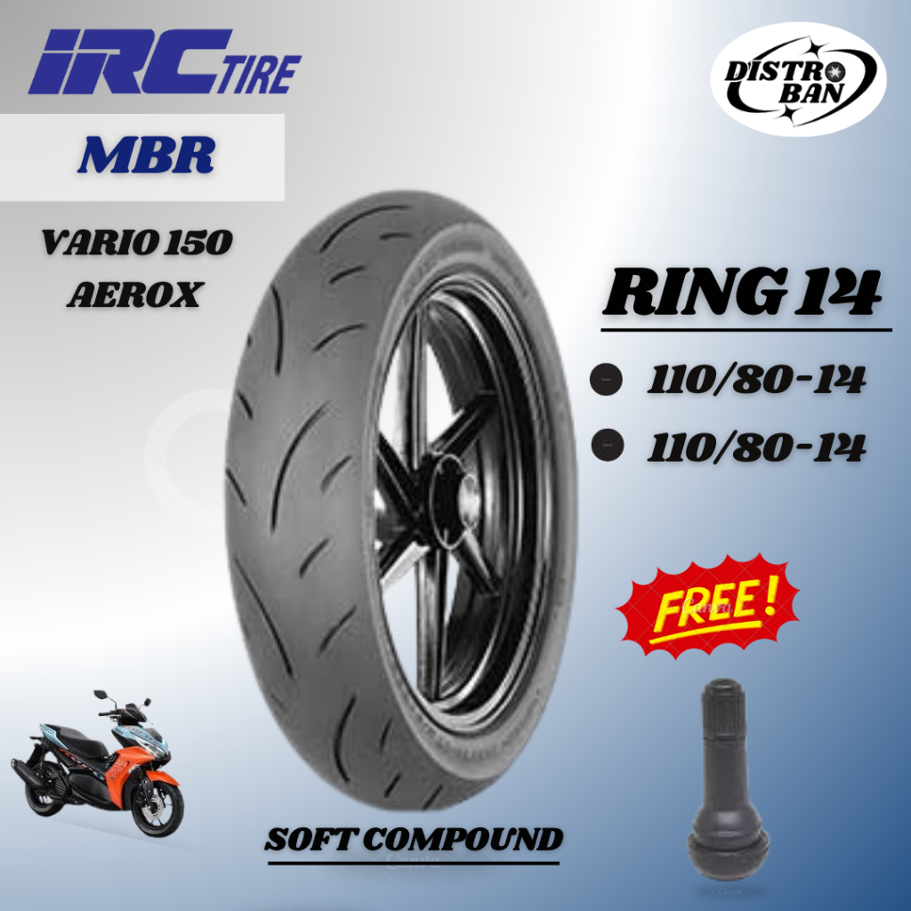 Jual BAN MOTOR AEROX IRC MBR RING 14 110/80 & 140/70 TUBELESS FREE ...