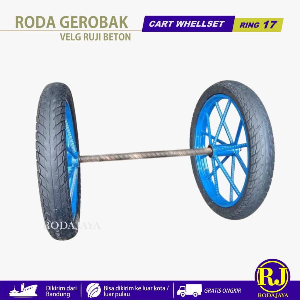 Jual Sepasang roda gerobak velg ruji beton / ring 17 / kelengkapan roda ...