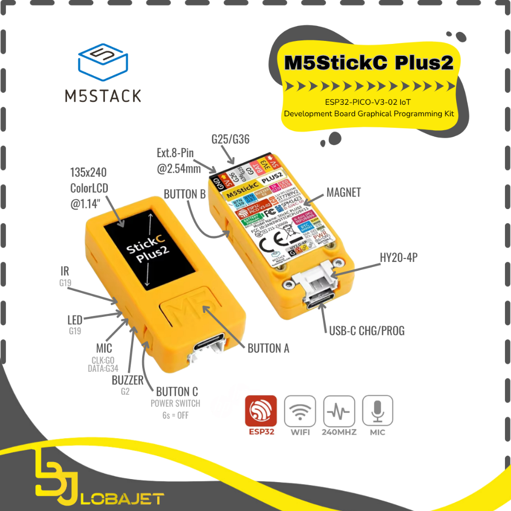 Jual M5STACK M5StickC Plus2 ESP32-PICO-V3-02 IoT Development Board Graphical Programming Kit ...