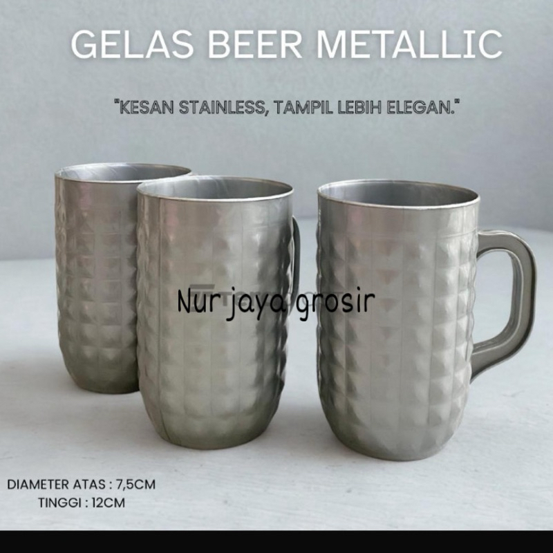 Jual (6 pcs) gelas plastik metalik / gelas model bir | Shopee Indonesia