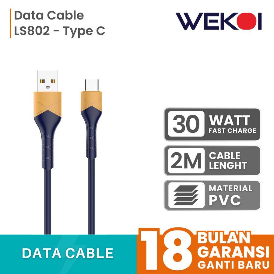 Jual WEKOI Kabel Data LS802 Charger USB 30W Fast Charging Data Cable Original 2 Meter | Shopee ...