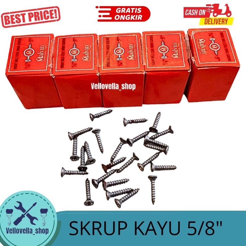 Jual 1 kotak Sekrup kayu skrup kayu ukuran 5/8" 3/4" 1" 1,5" | Shopee ...