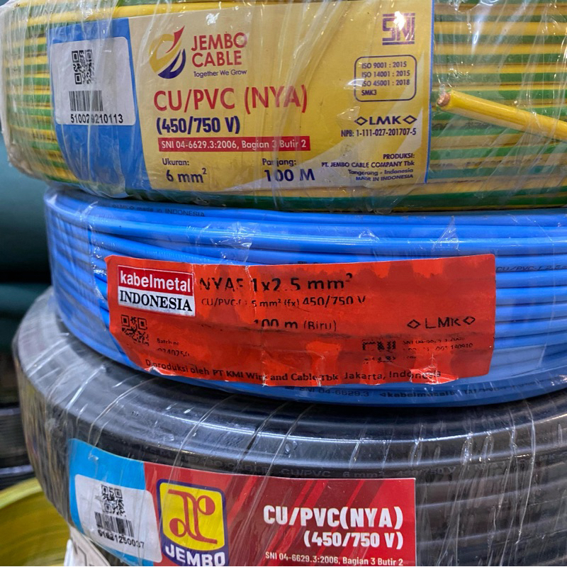 Jual Kabel NYA 1x6 MM 6MM JEMBO CABLE Kawat 100 Meter | Shopee Indonesia