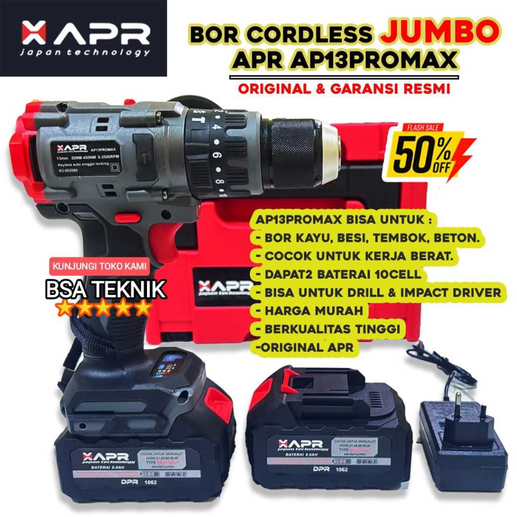Jual Harga promo Apr raja Bor brushless 13mm jumbo impact drill ...