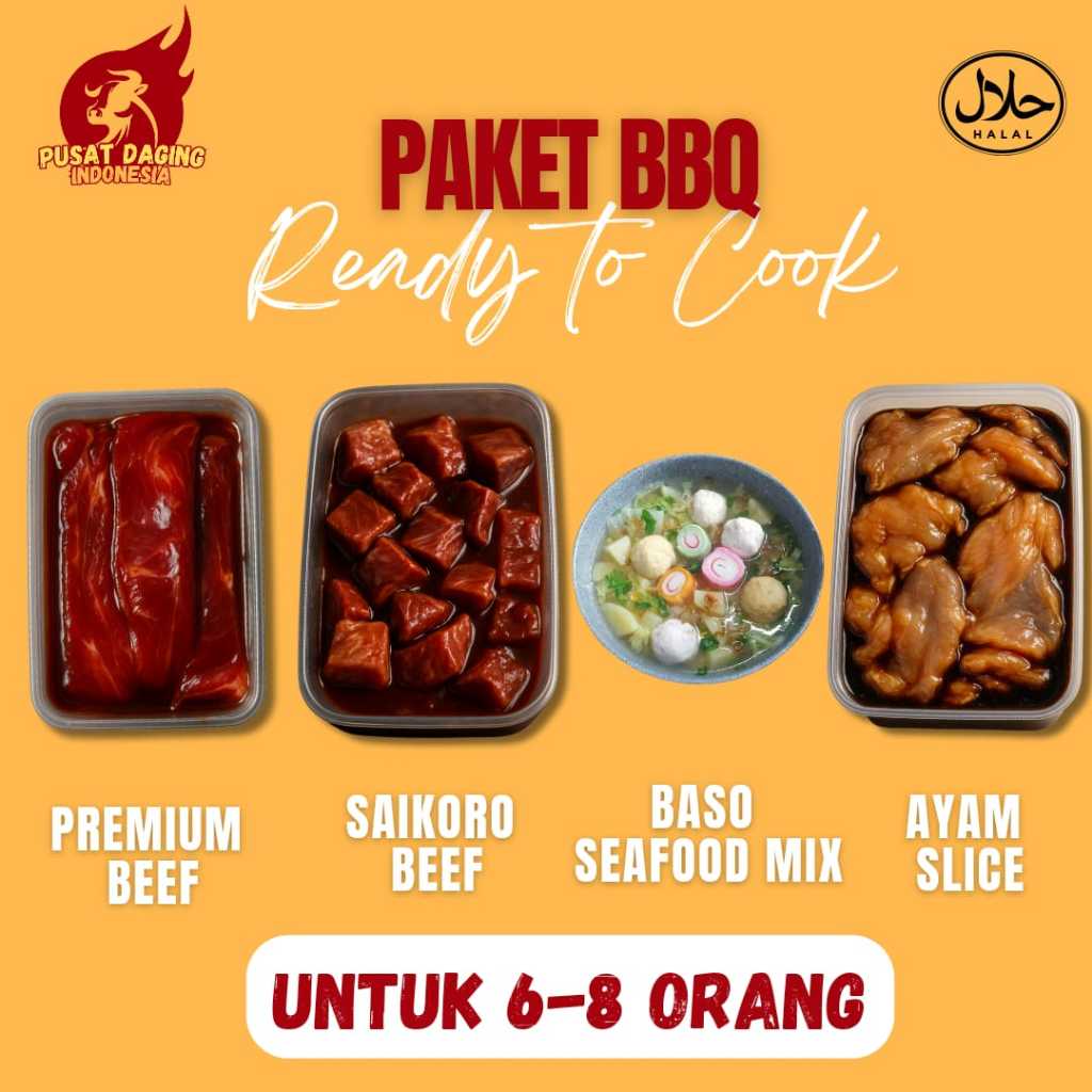 Jual Paket BBQ Komplit Mix Beef Slice + Ayam Slice + Saikoro Marinasi ...