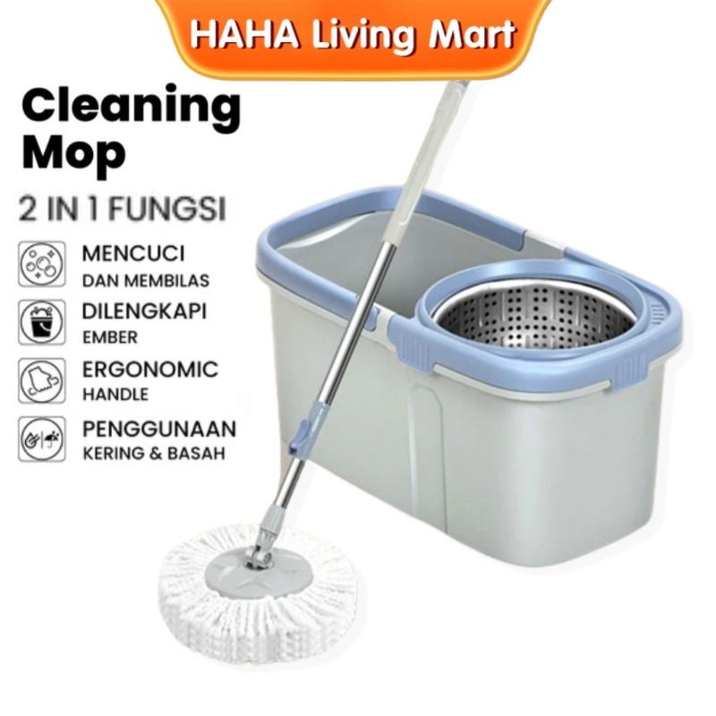 Jual Pel Lantai Super Mop Spin Dry Handsfree Pel Lantai Rumah A Mop Clean New Automatic Mop ...