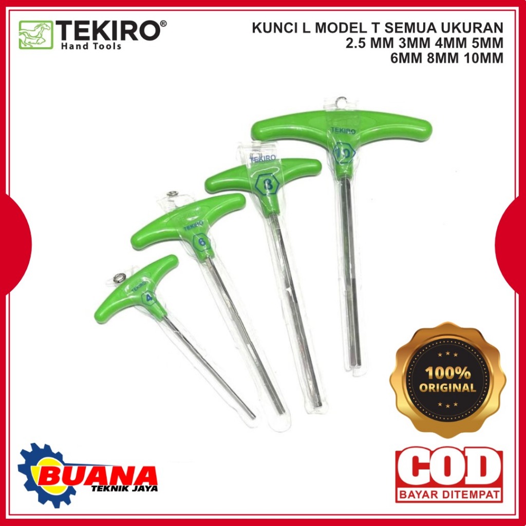Jual TEKIRO Kunci L Model T 2.5 3 4 5 6 8 10 MM Chrome Vanadium Steel T Shape Hex ORIGINAL ...